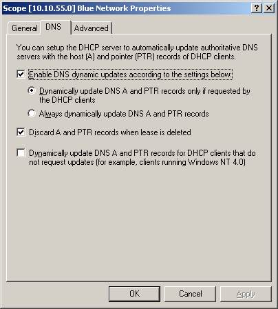 DHCP in Windows 2003 - DNS