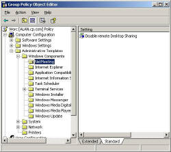 Windows Server 2003 - Group Policy, Computer Configuration, Windows Components section